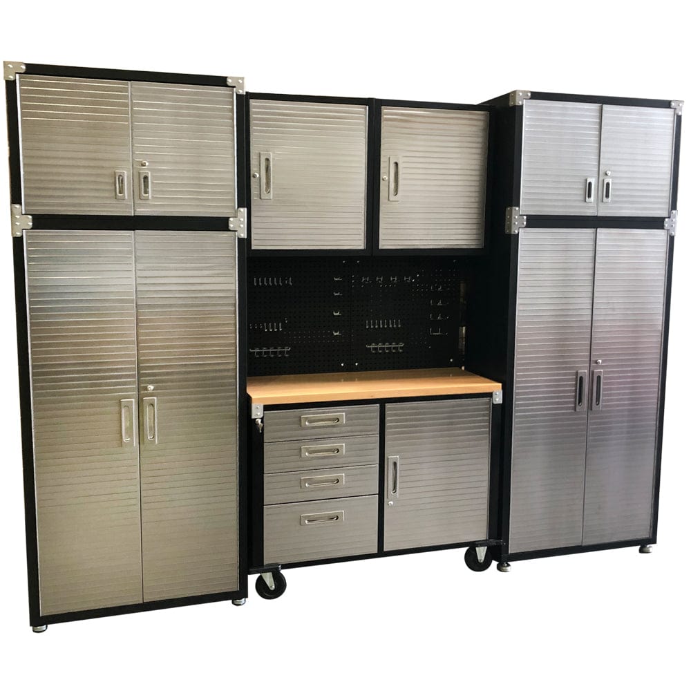 MAXIM HD 8 Piece Mid Size Garage Storage System Timber Roll Cabinet 4 ...