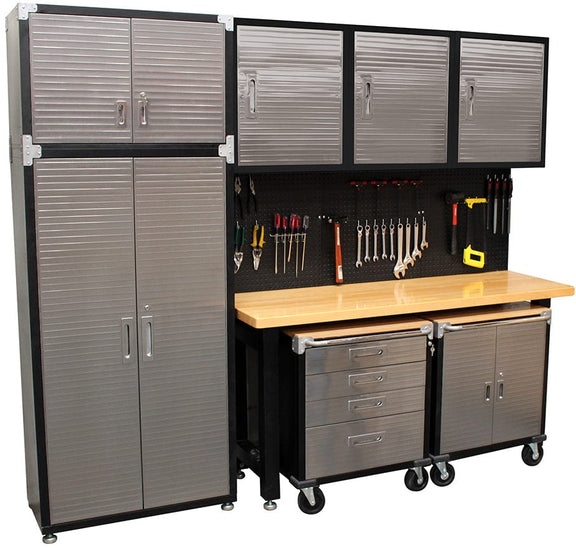 MAXIM 9 Piece Garage Storage System Wall Mounted - Workbench, Upright ...