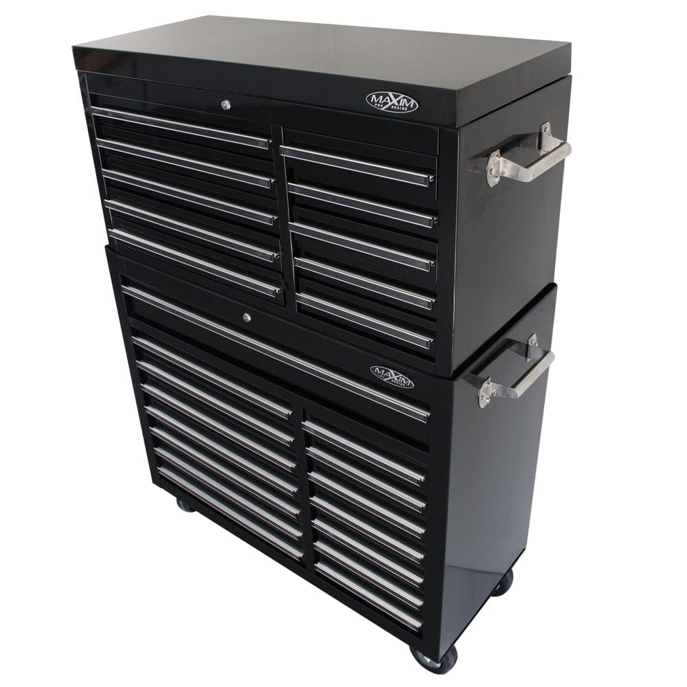 MAXIM 42" Black 25 Drawer Top Chest Roll Cabinet Toolbox – Just Pro Tools