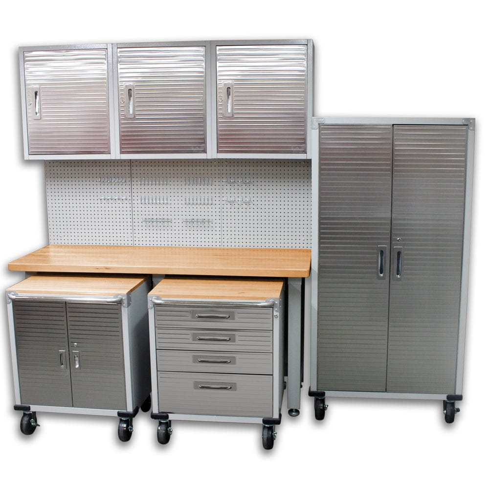 SEVILLE CLASSICS 8 Piece Garage Storage System Wall Mounted - Timber T ...